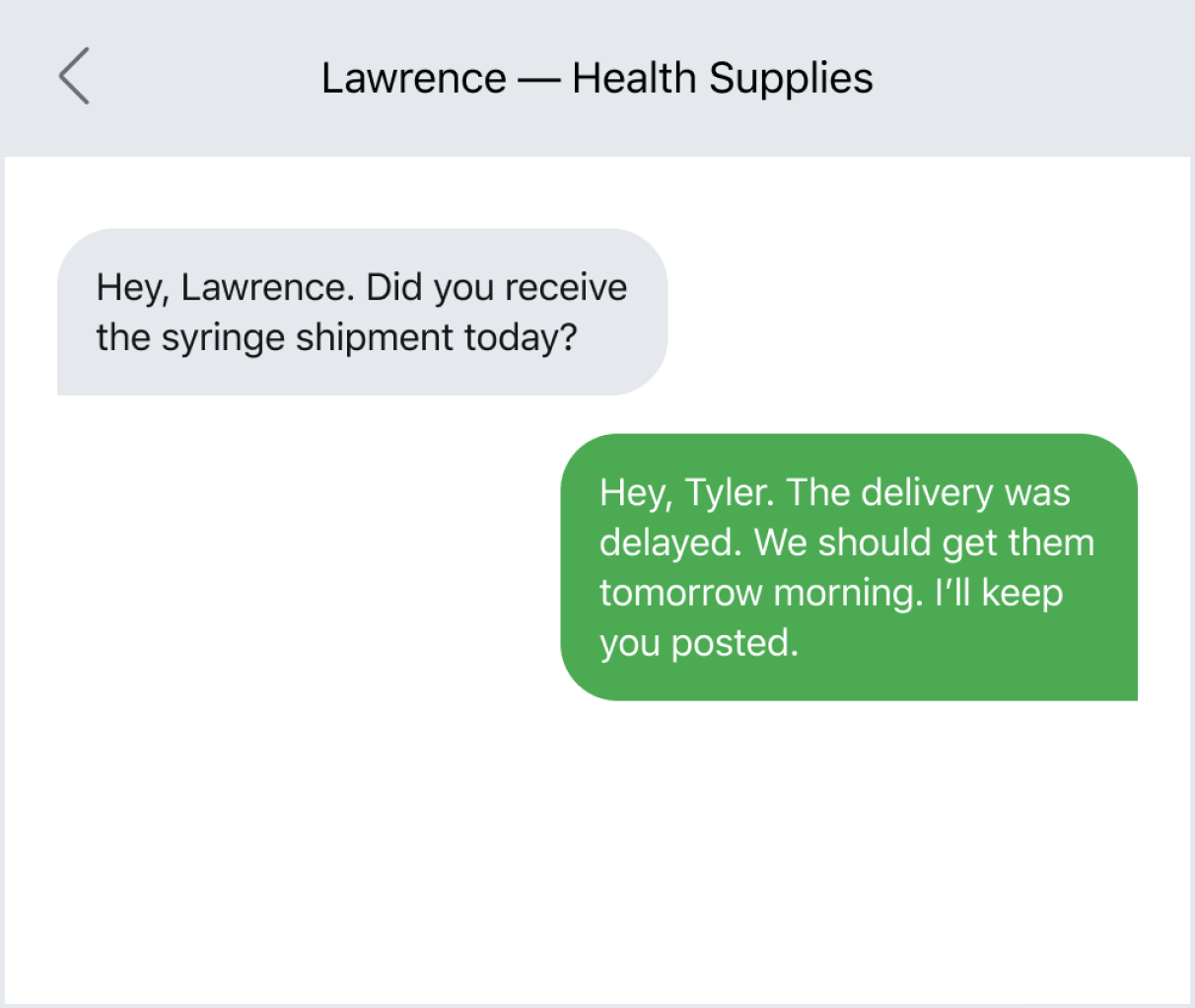 Professional Text Message Template